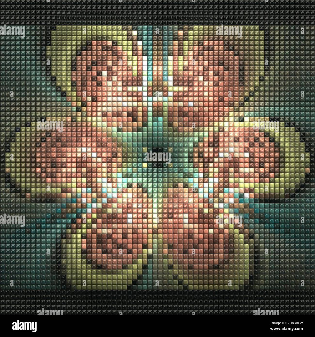 3D render of puff pixels fractal colorful mosaic background Stock Photo ...