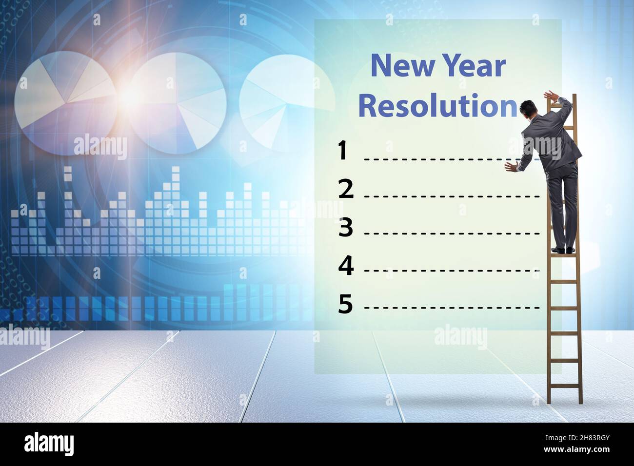 Businessman in the new year resolution concept Stock Photo - Alamy