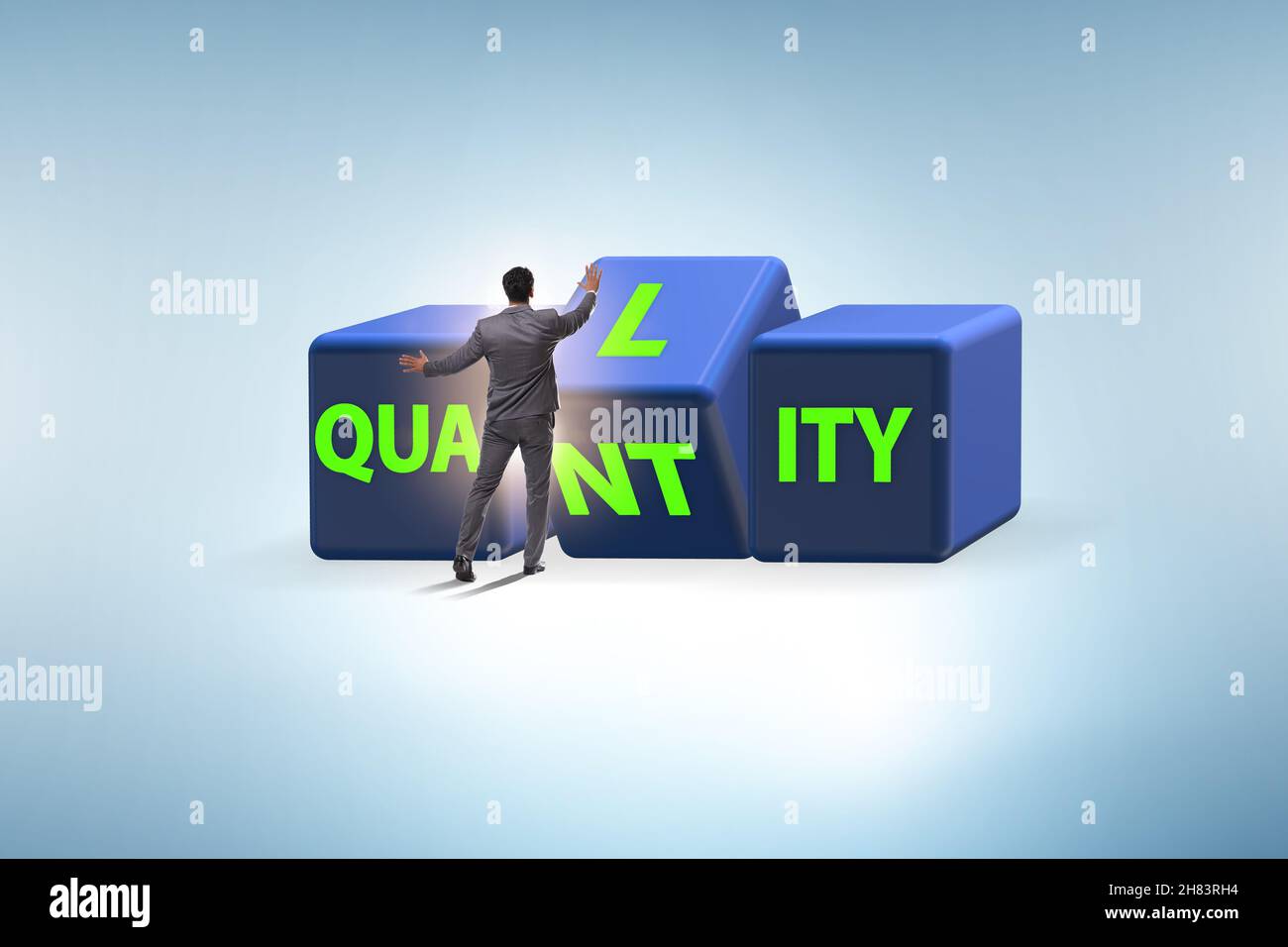 Dilemma of the quantity versus quality Stock Photo - Alamy