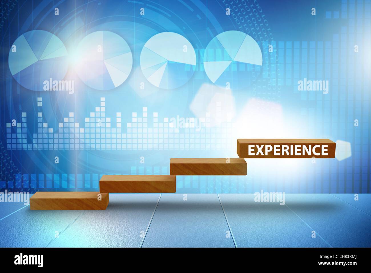 Experience business concept with the steps going up Stock Photo - Alamy