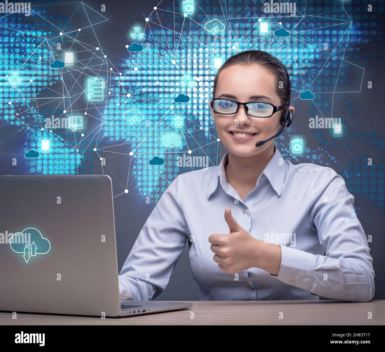 The cloud computing concept in technology collage Stock Photo - Alamy