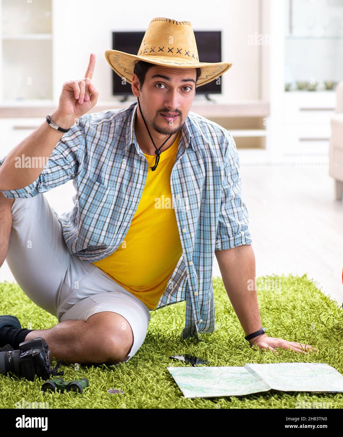 The man planning his travel with map Stock Photo - Alamy