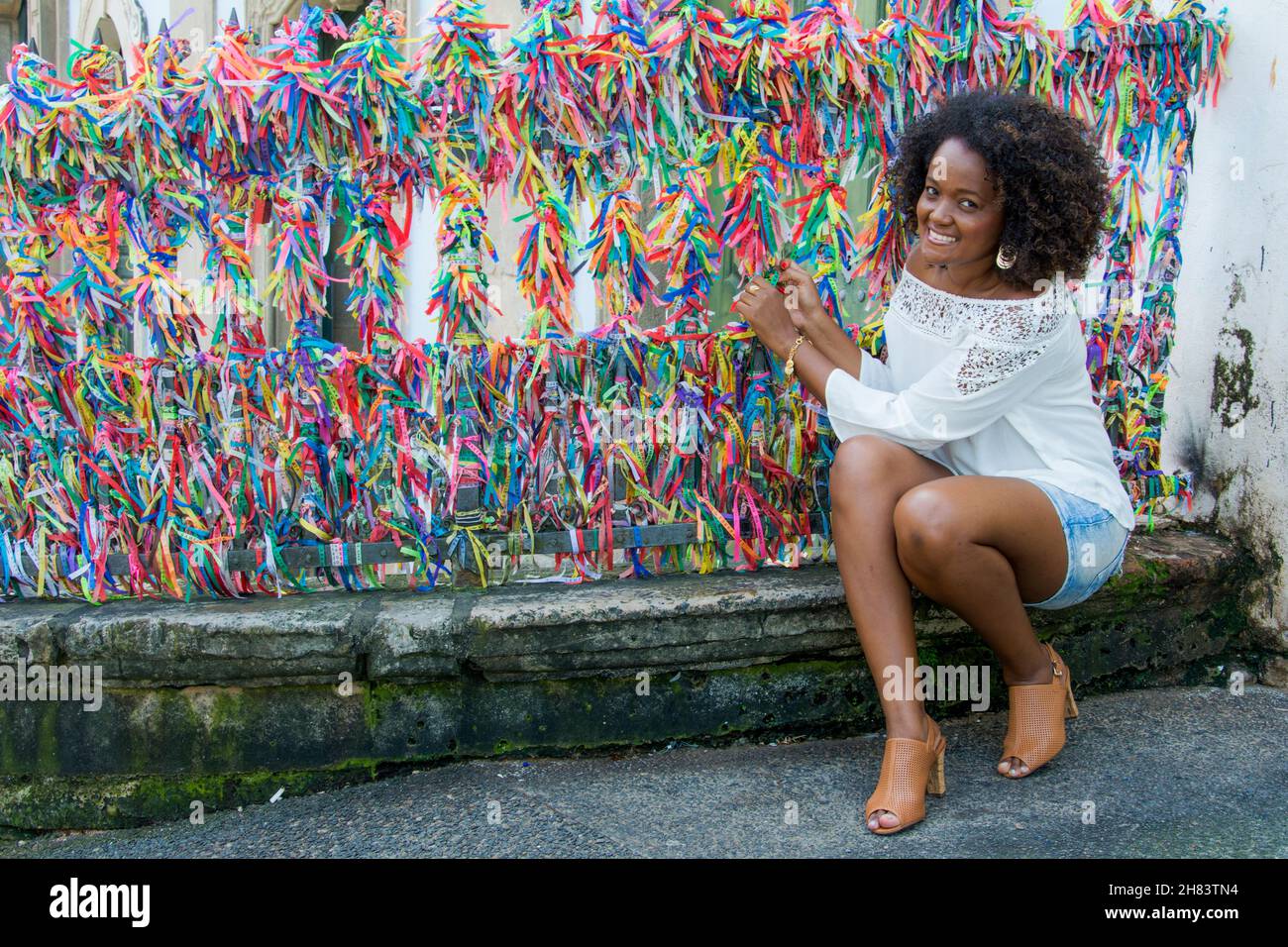 Portrait of a model smiling and looking at the camera. Salvador, Bahia ...