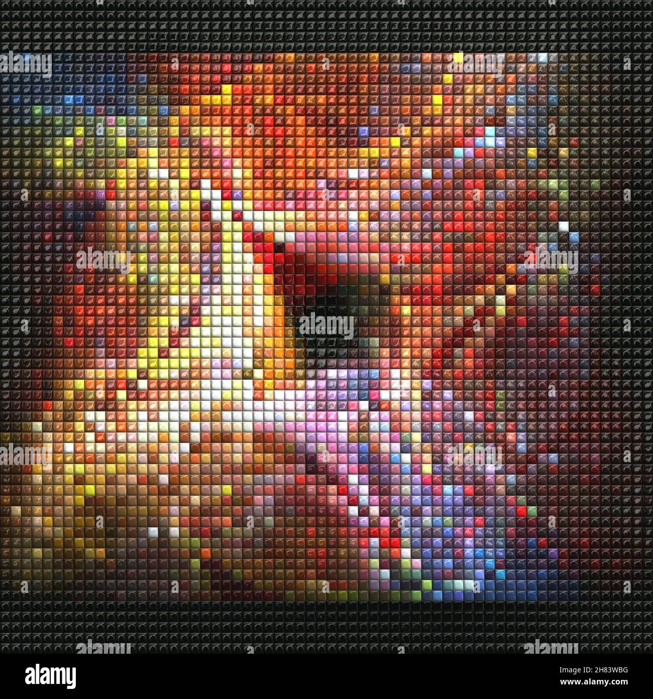 3D render of puff pixels fractal colorful mosaic background Stock Photo ...