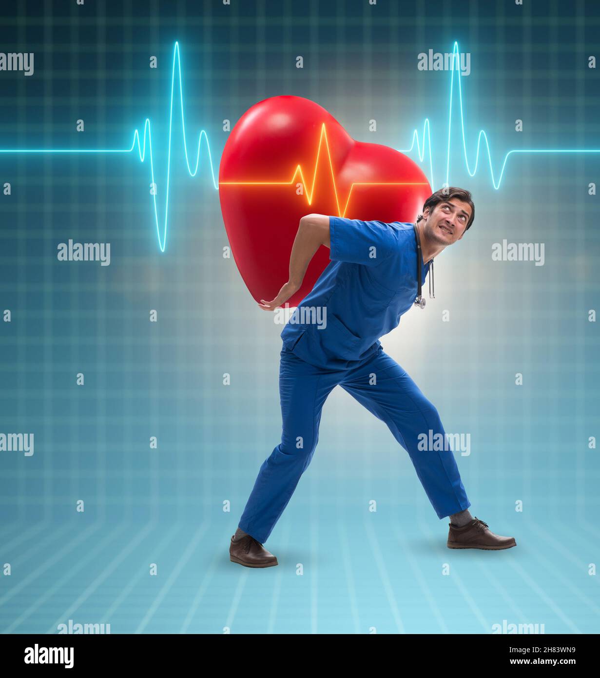 The man doctor in cardiology telemedicine concept Stock Photo - Alamy