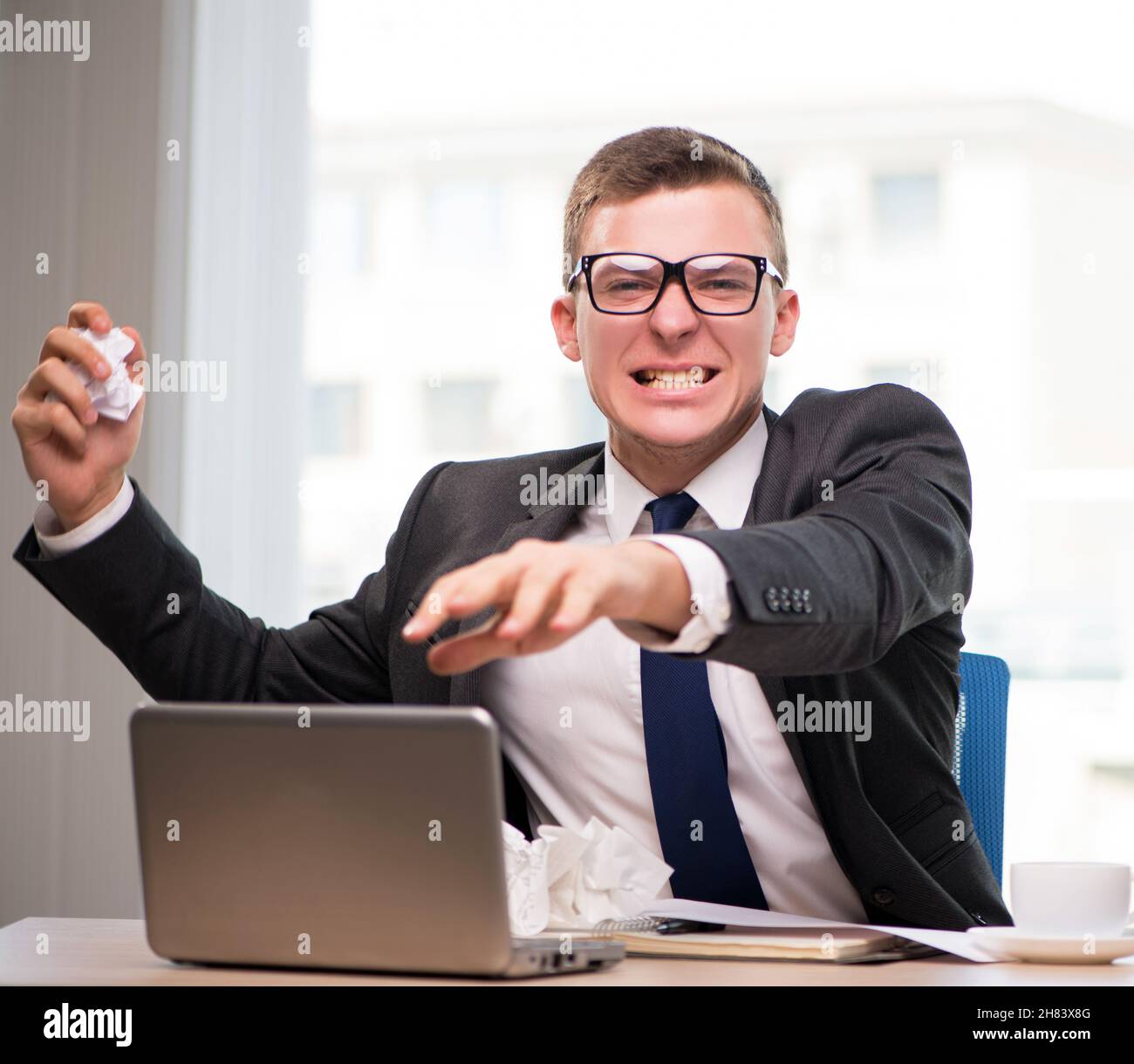 The businessman working with much paperwork Stock Photo - Alamy