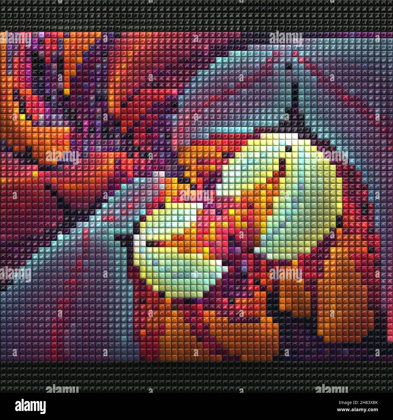 3D render of puff pixels fractal colorful mosaic background Stock Photo ...