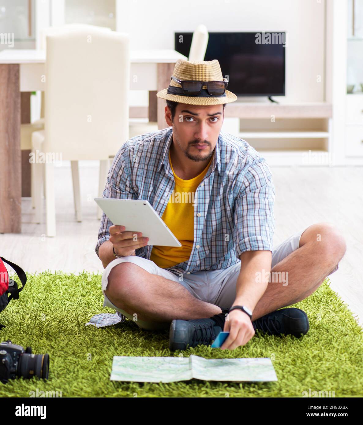 The man planning his travel with map Stock Photo - Alamy