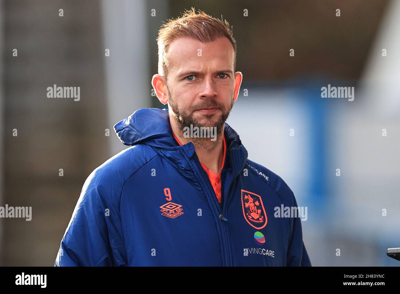 Jordan Rhodes #9 of Huddersfield Town arrives at the John Smiths ...
