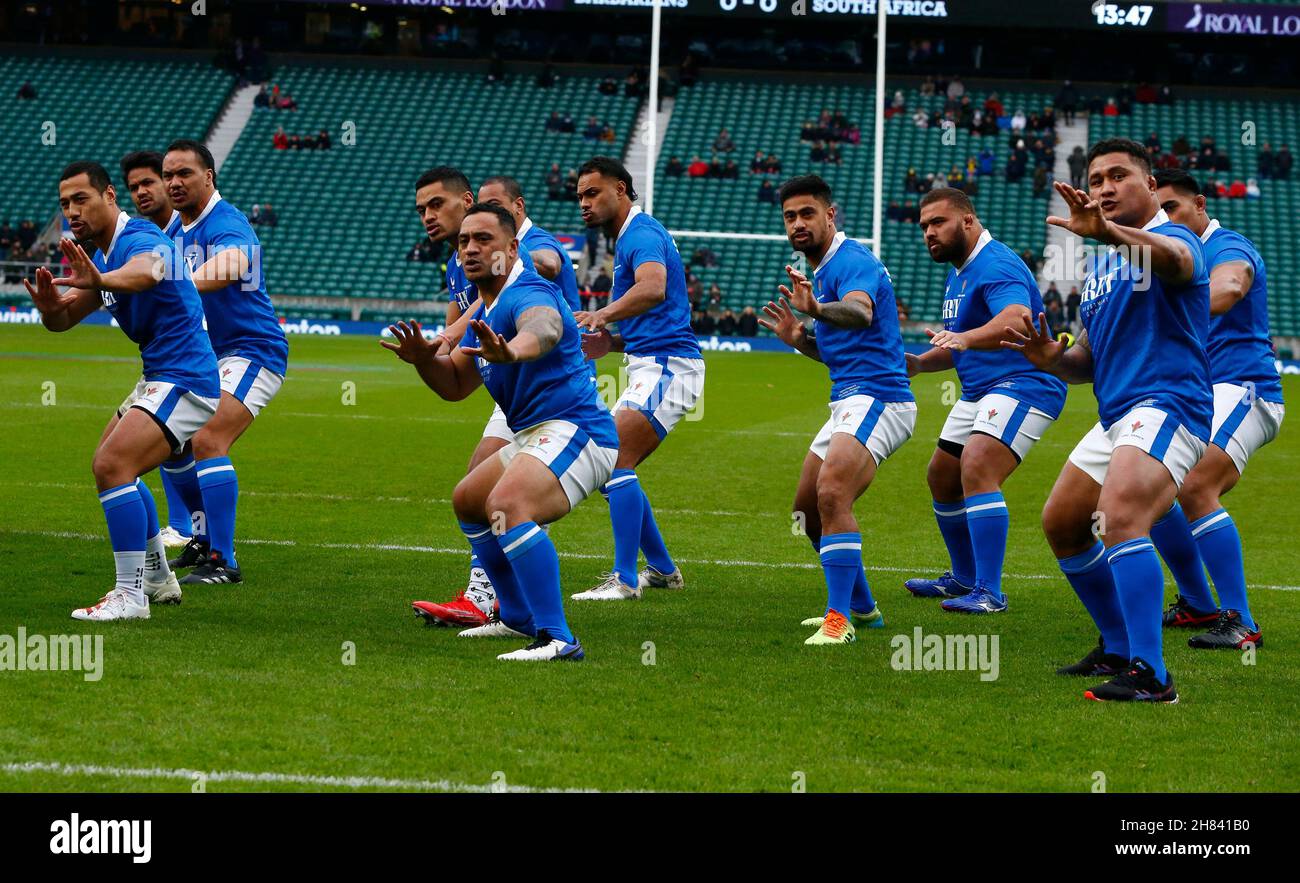 London, UK. 27th Nov, 2021. LONDON, ENGLAND - NOVEMBER 27: Samoa Team ...