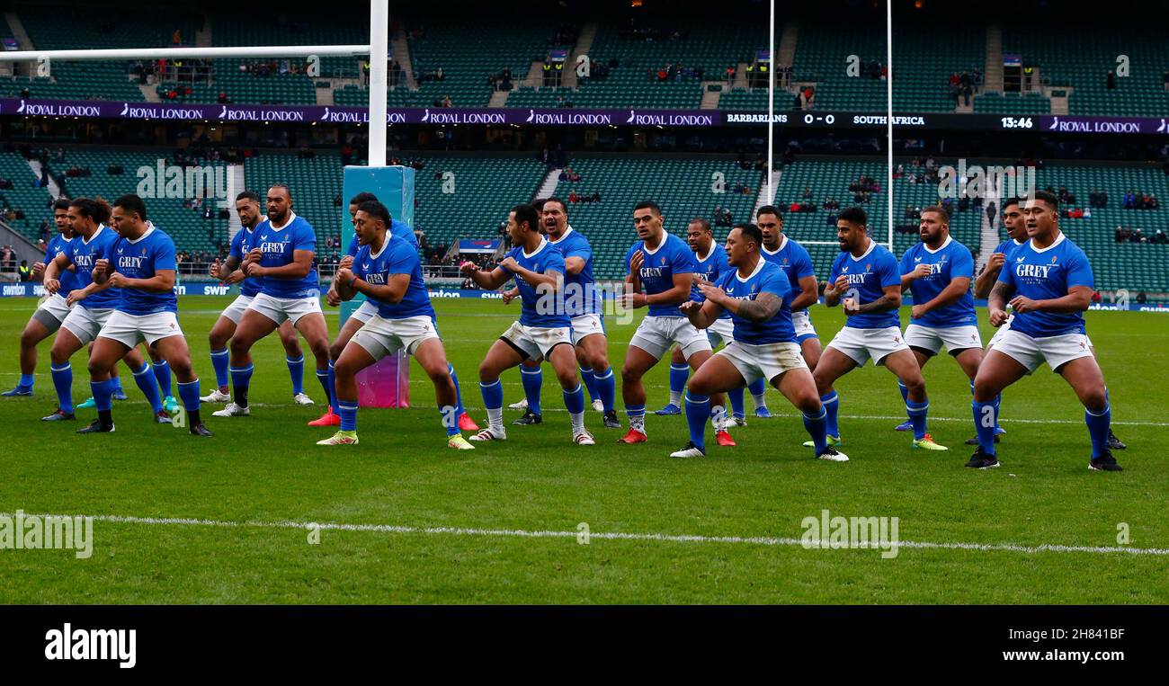 London, UK. 27th Nov, 2021. LONDON, ENGLAND - NOVEMBER 27: Samoa Team ...