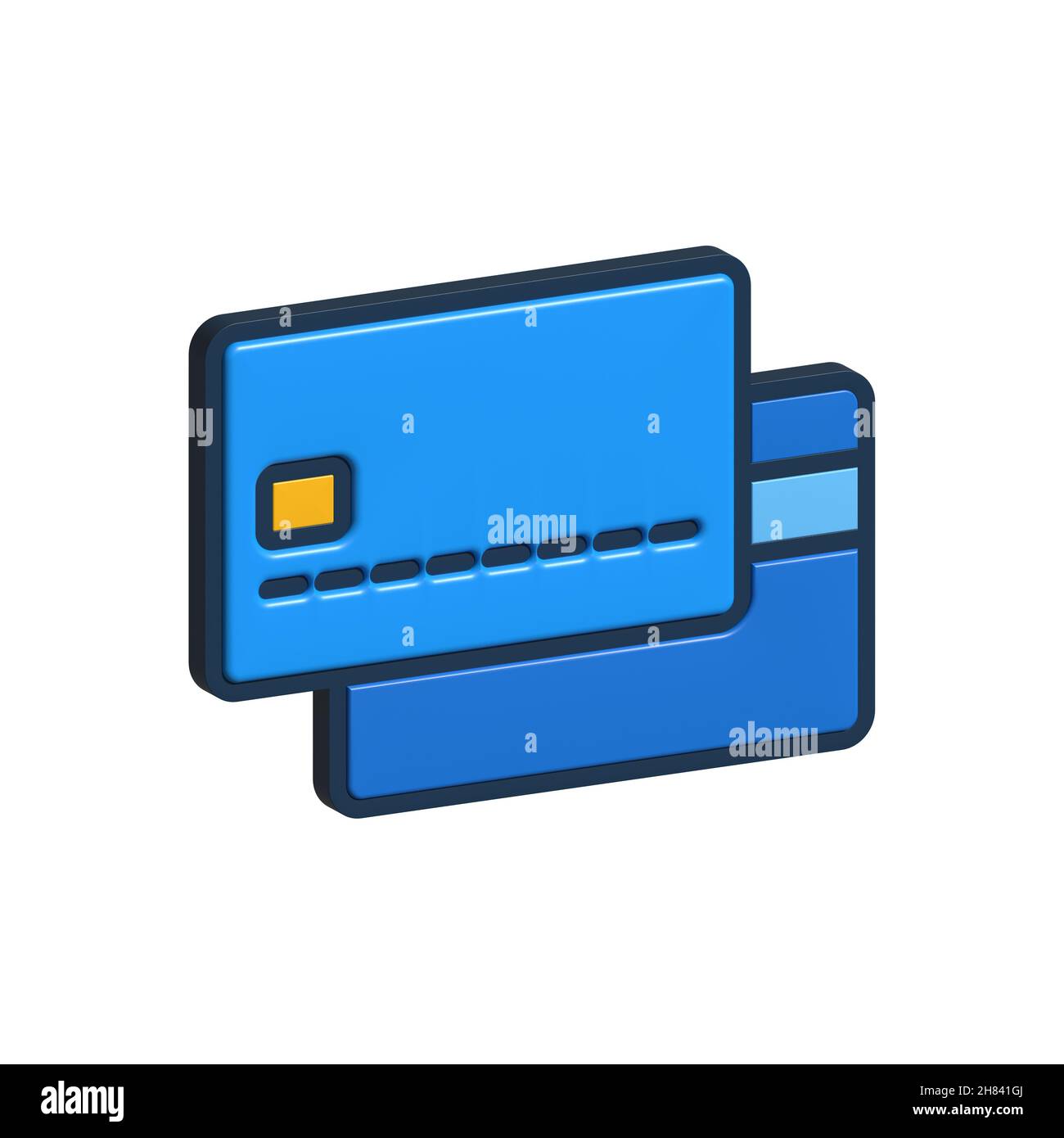 Blue simple credit card with hands template on white background ...