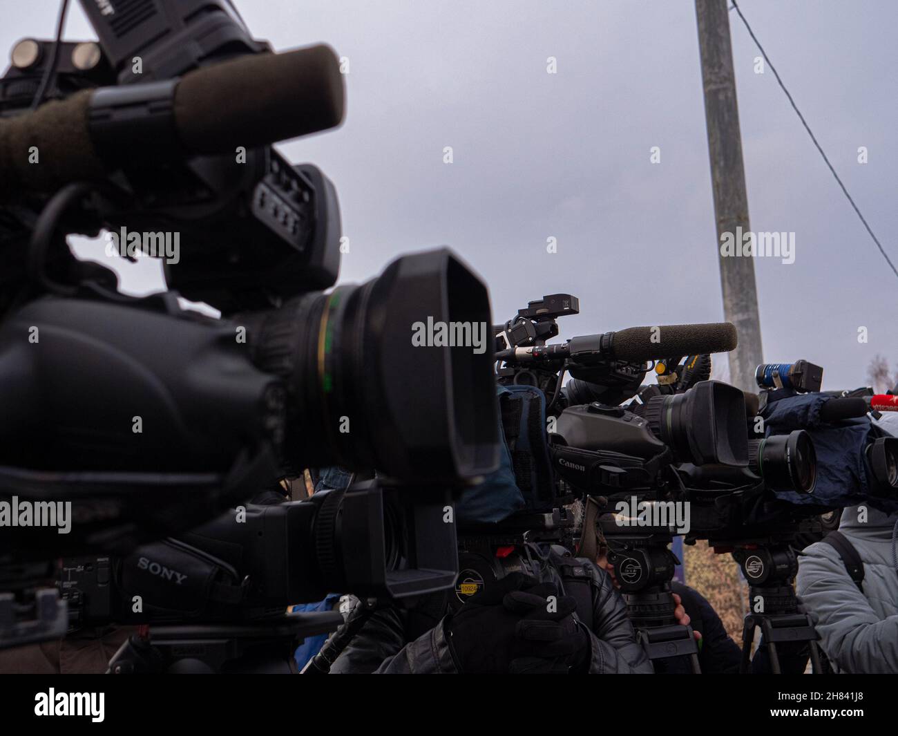 The television cameras film the action hi-res stock photography and ...