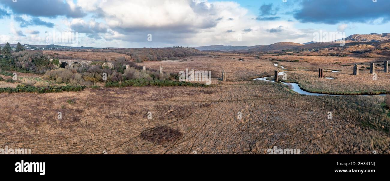 Aerial view of the Owencarrow Railway Viaduct by Creeslough in County ...