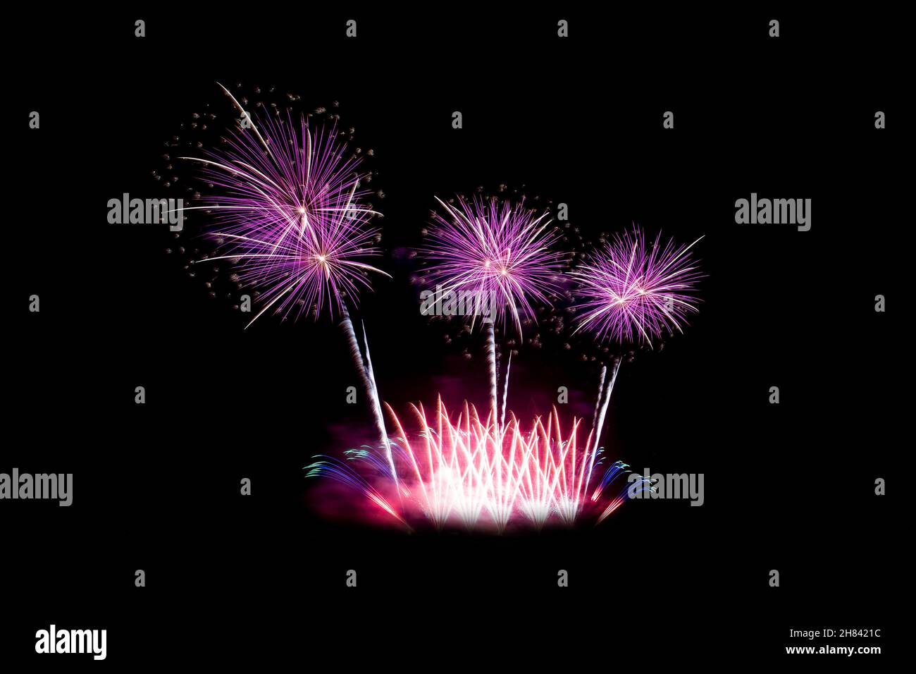 Many Flashing Colorful Fireworks In Event Amazing With Black Background