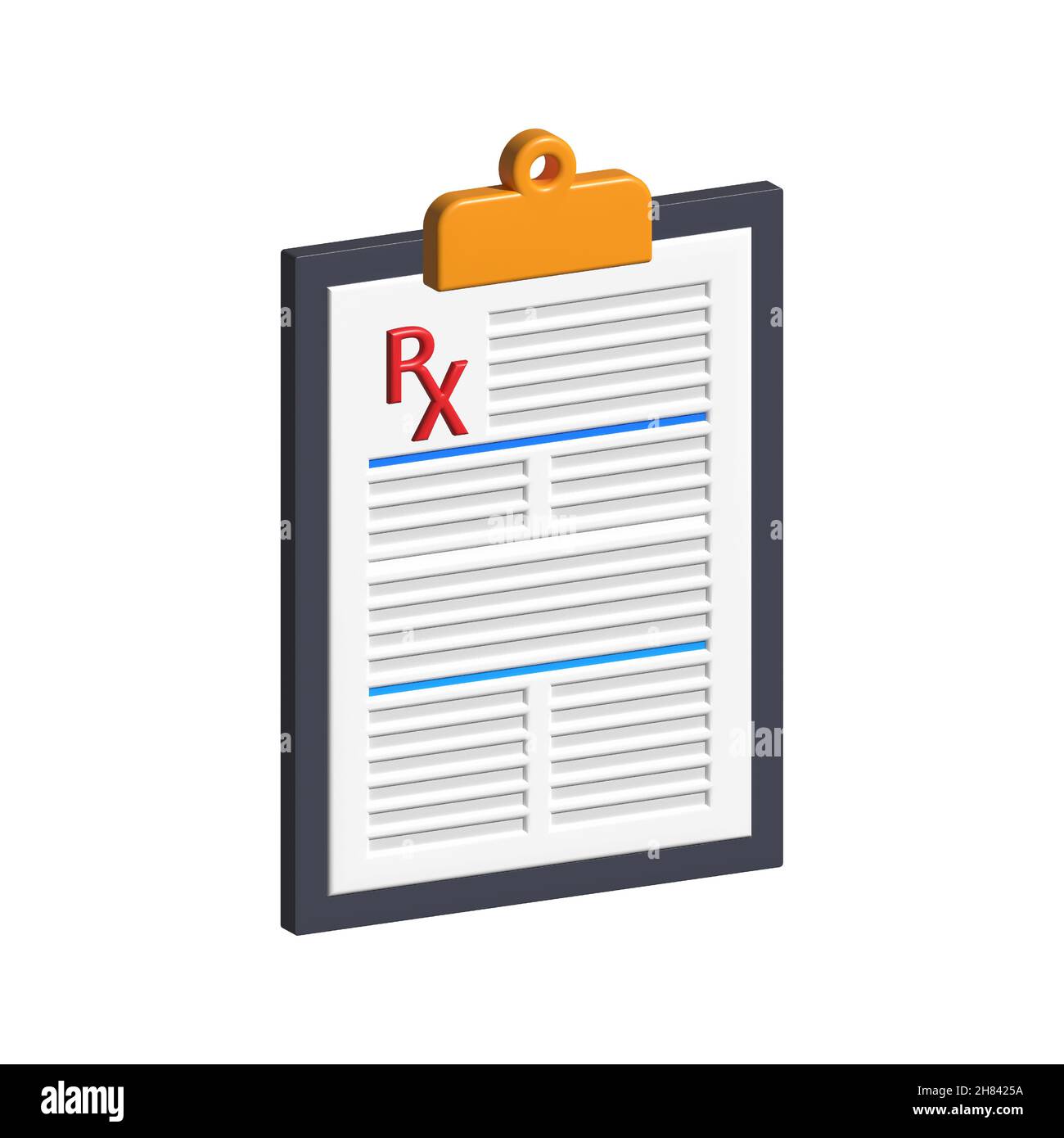 Blank Rx prescription form isolated on white background. stock ...