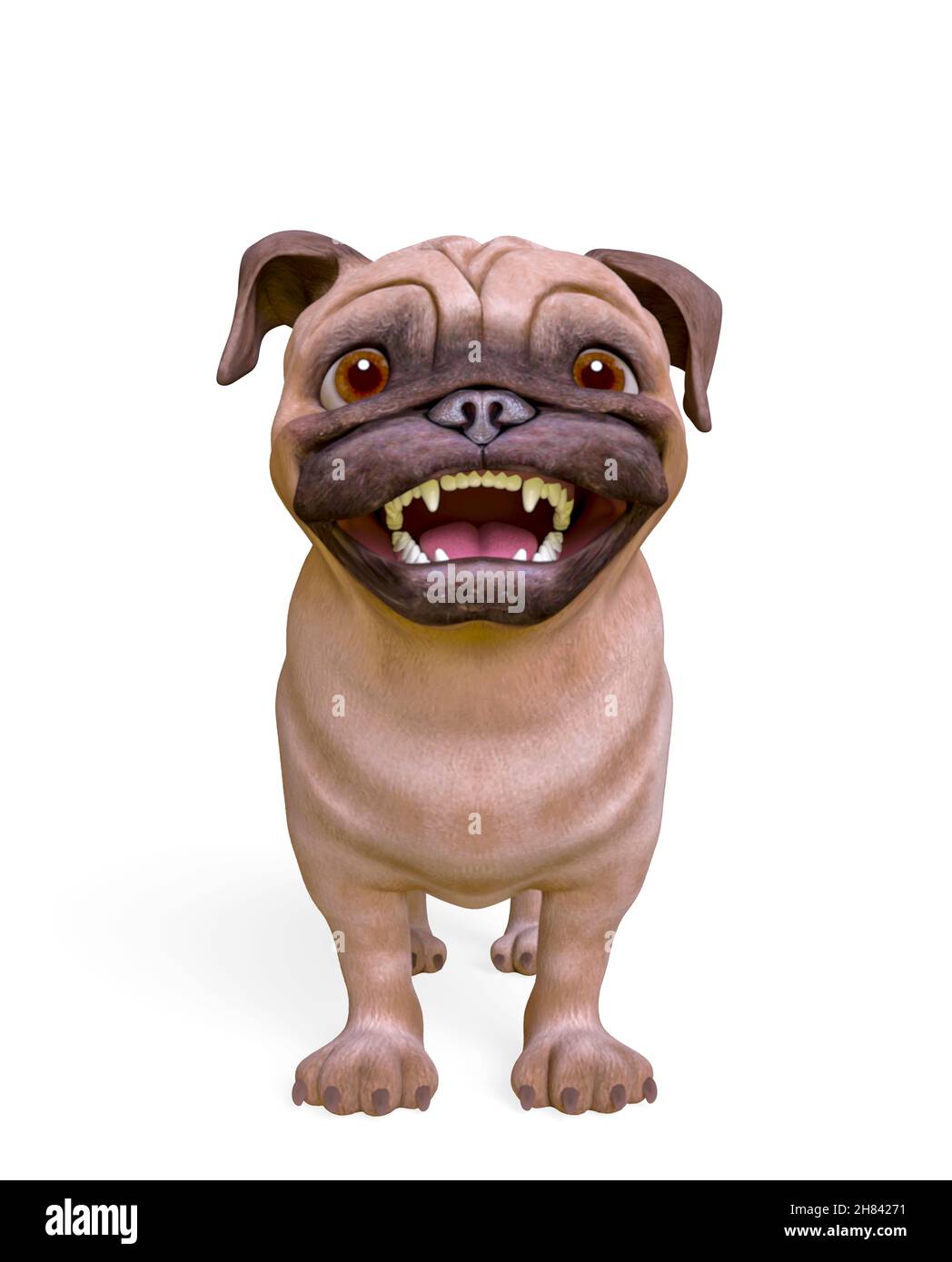 pug cartoon is happy, 3d illustration Stock Photo - Alamy