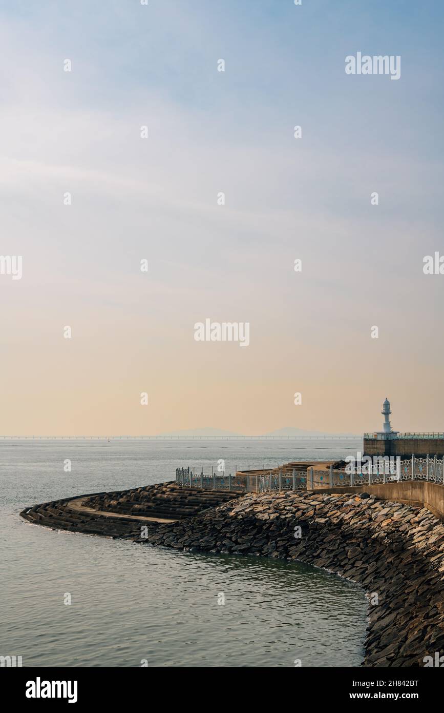 Wolmido island park Incheon port at sunset in Incheon, Korea Stock ...