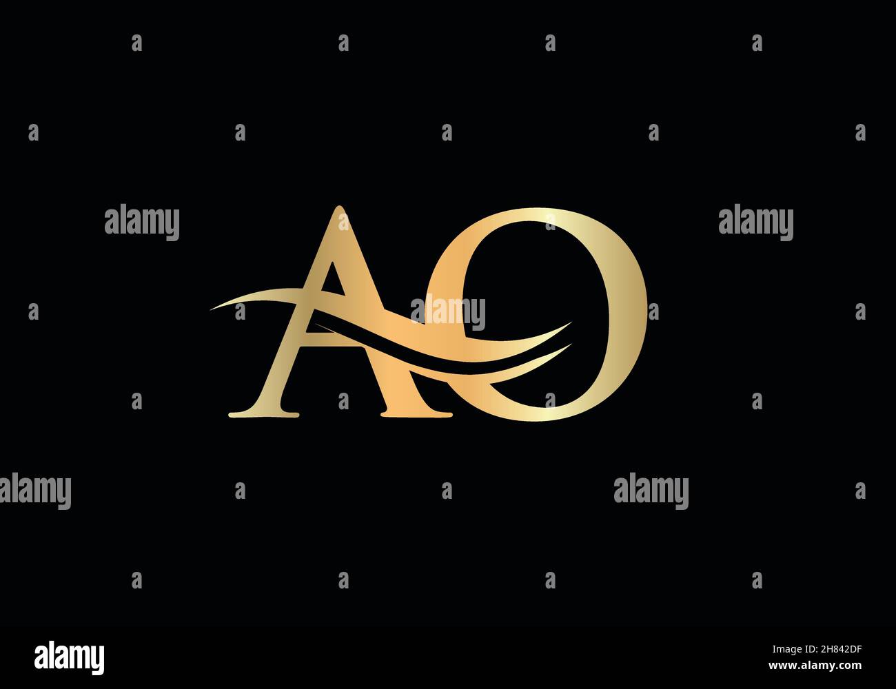 Swoosh Letter AO Logo Design for business and company identity. Water ...