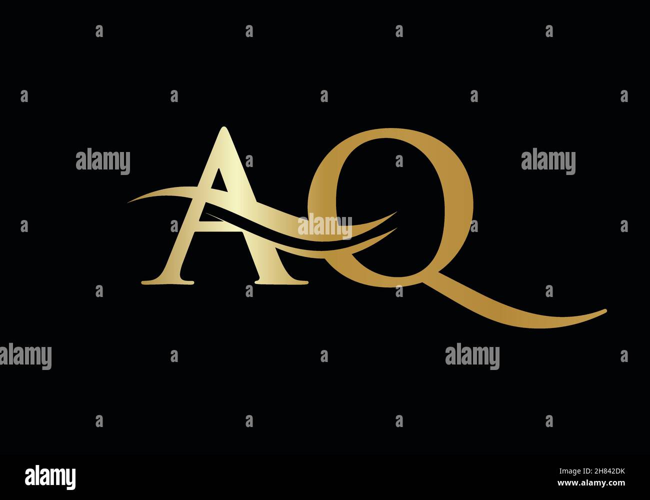 Water Wave AQ Logo Vector. Swoosh Letter AQ Logo Design for business ...