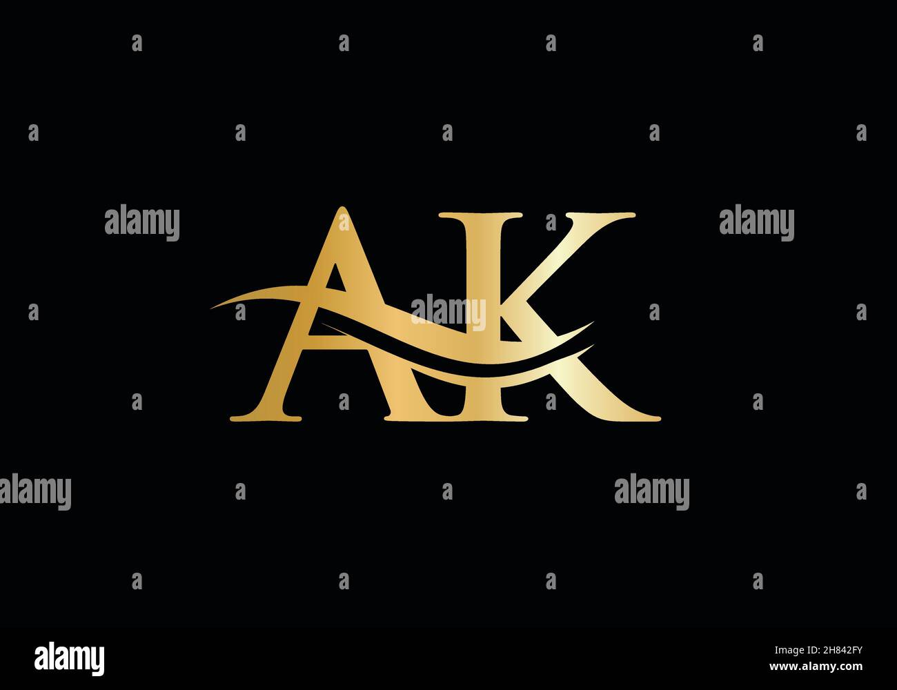 Monogram letter AK logo design Vector. AK letter logo design with ...