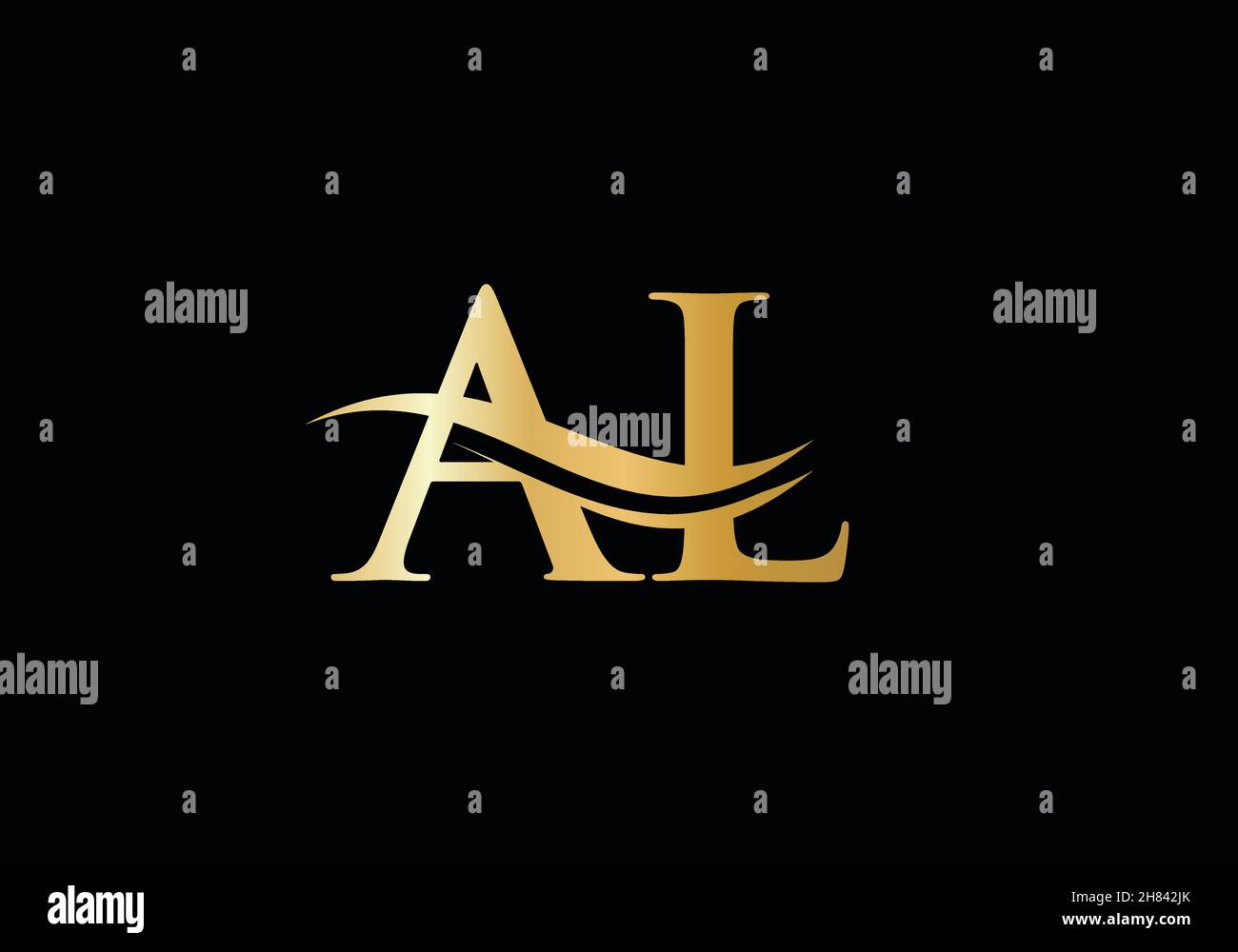 Initial AL letter linked logo vector template. Swoosh letter AL logo ...