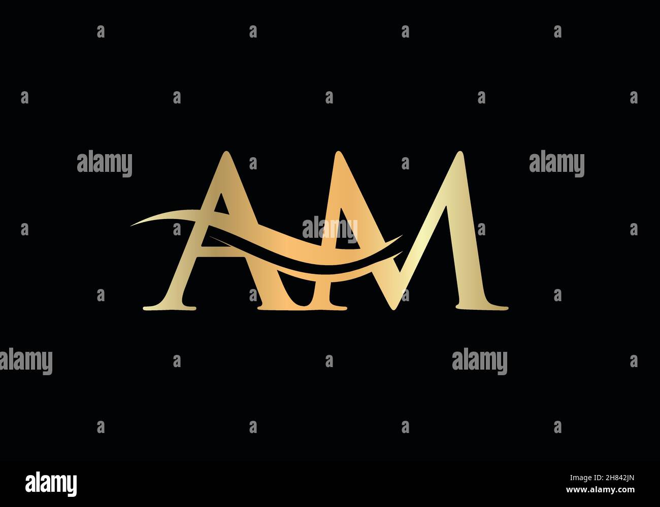 Premium Letter AM Logo Design with water wave concept. AM Letter Logo ...