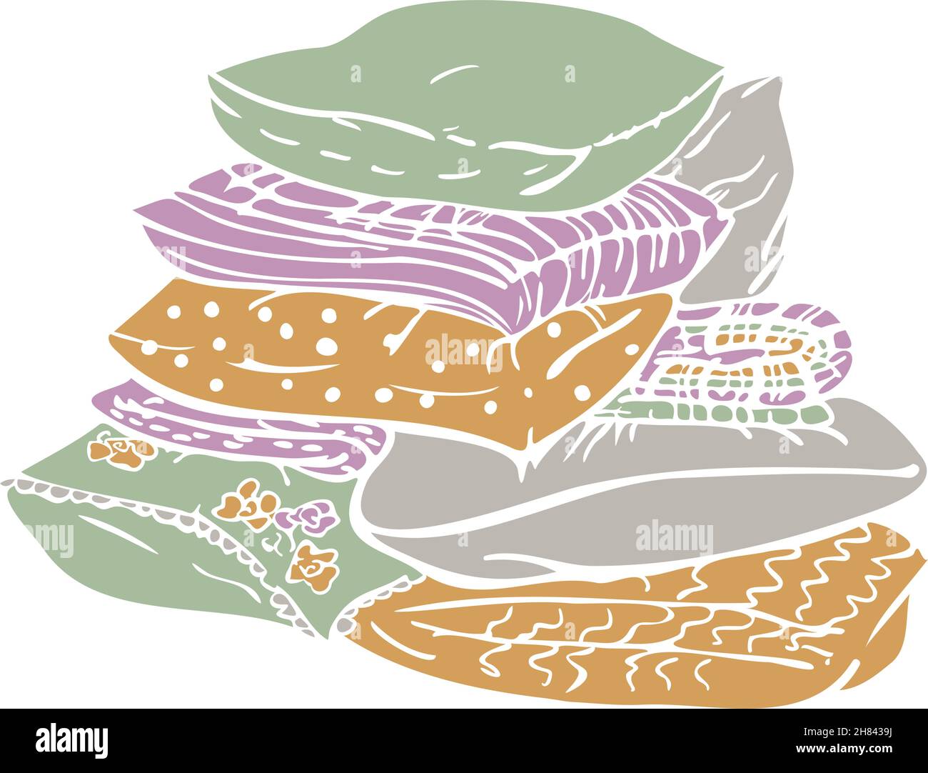 Vector illustration of stack of pillows. Isolated silhouette on white ...