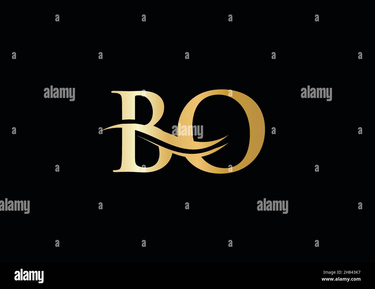 Initial Gold BO letter logo design with modern trendy Stock Vector ...