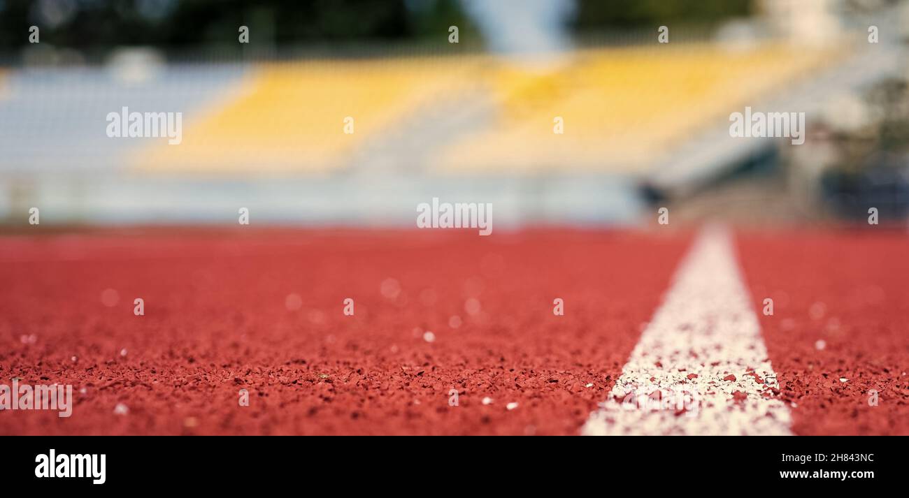 health and sport. path for runners. racetrack on outdoor stadium ...