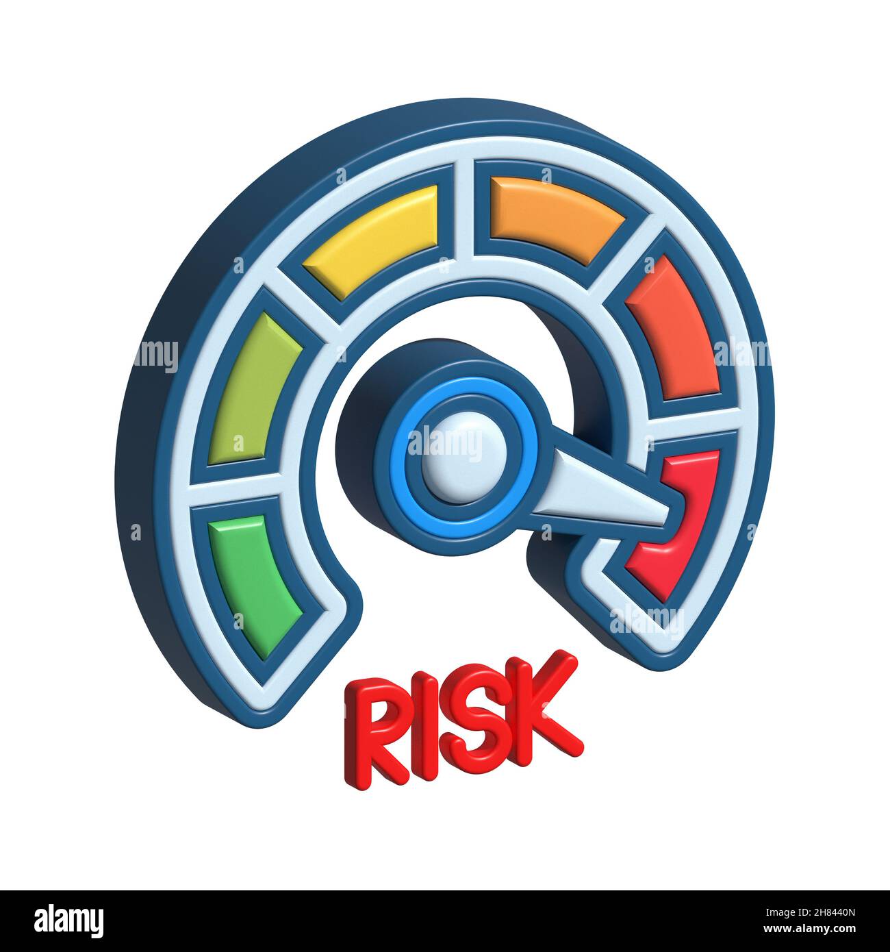 Risk icon on speedometer. High risk meter. 3D illustration Stock Photo ...