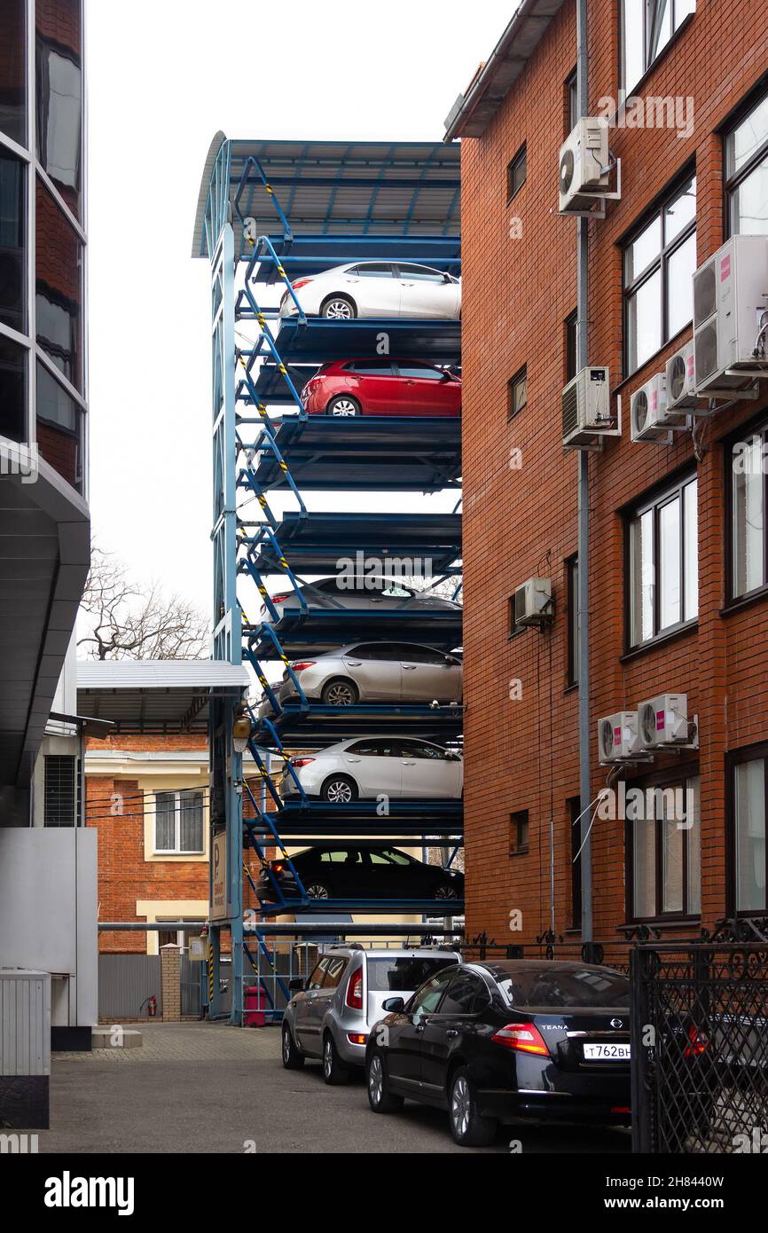 Krasnodar, Russia - February 20, 2020: Multi-level automatic Parking ...