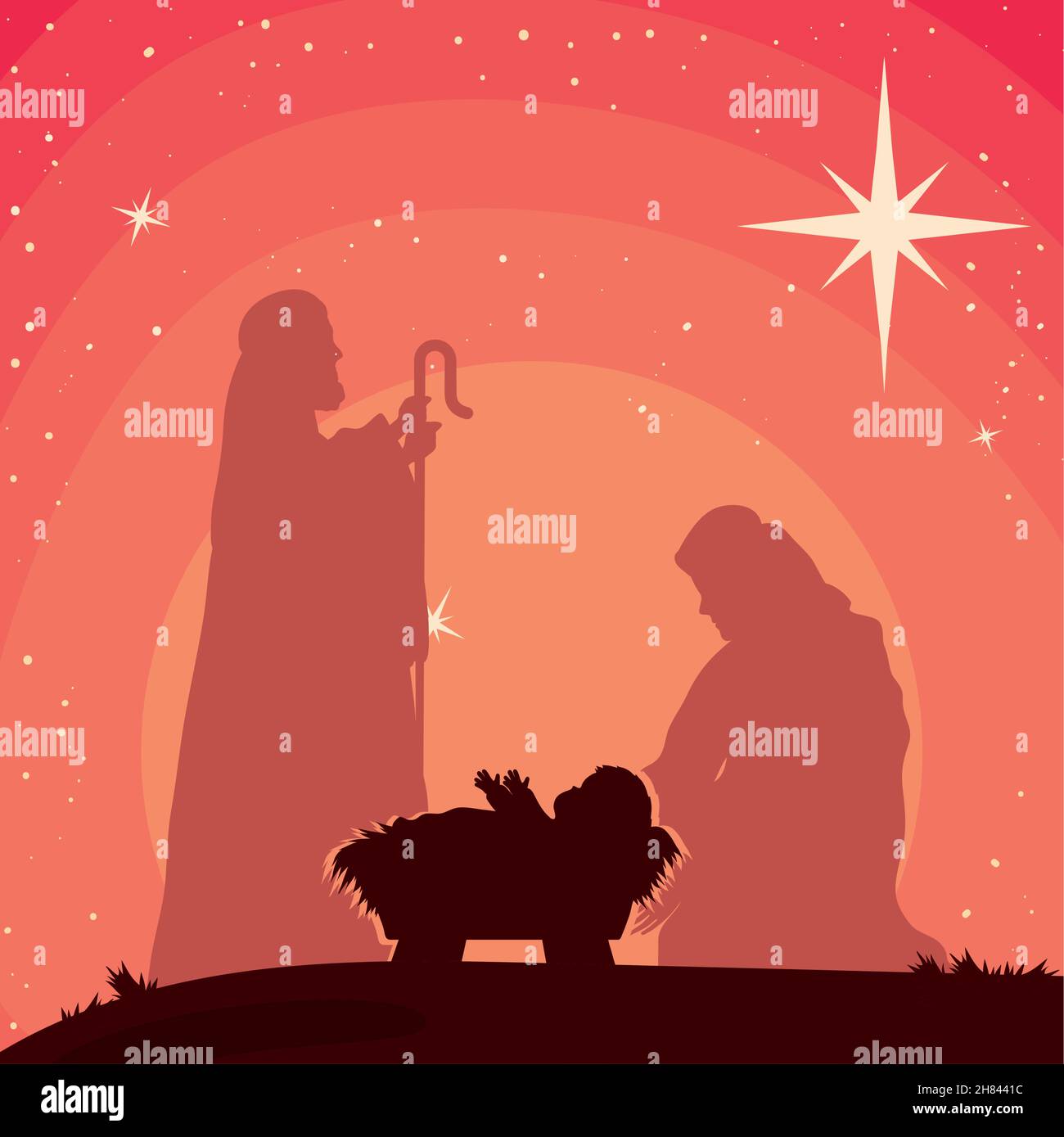 holy family silhouettes nativity scene Stock Vector Image & Art - Alamy