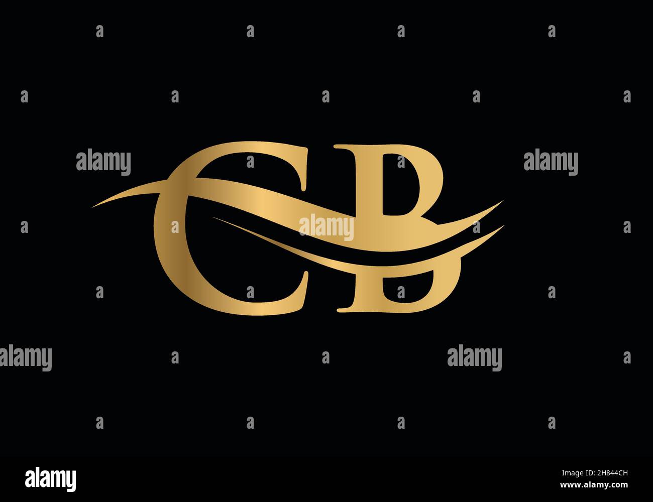 Initial Gold CB letter logo design with modern trendy Stock Vector ...