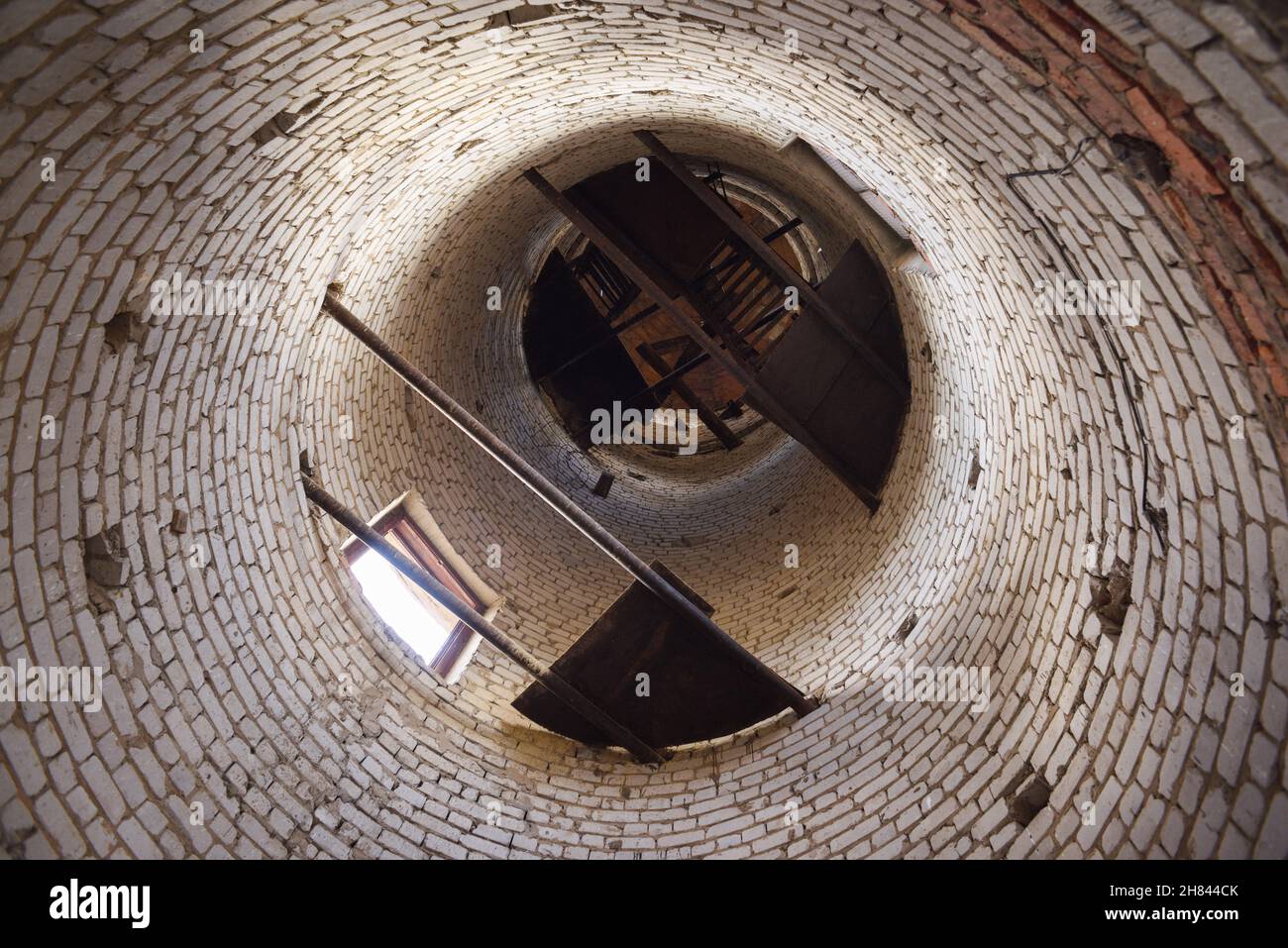 Abandoned brick tower from inside view Stock Photo - Alamy