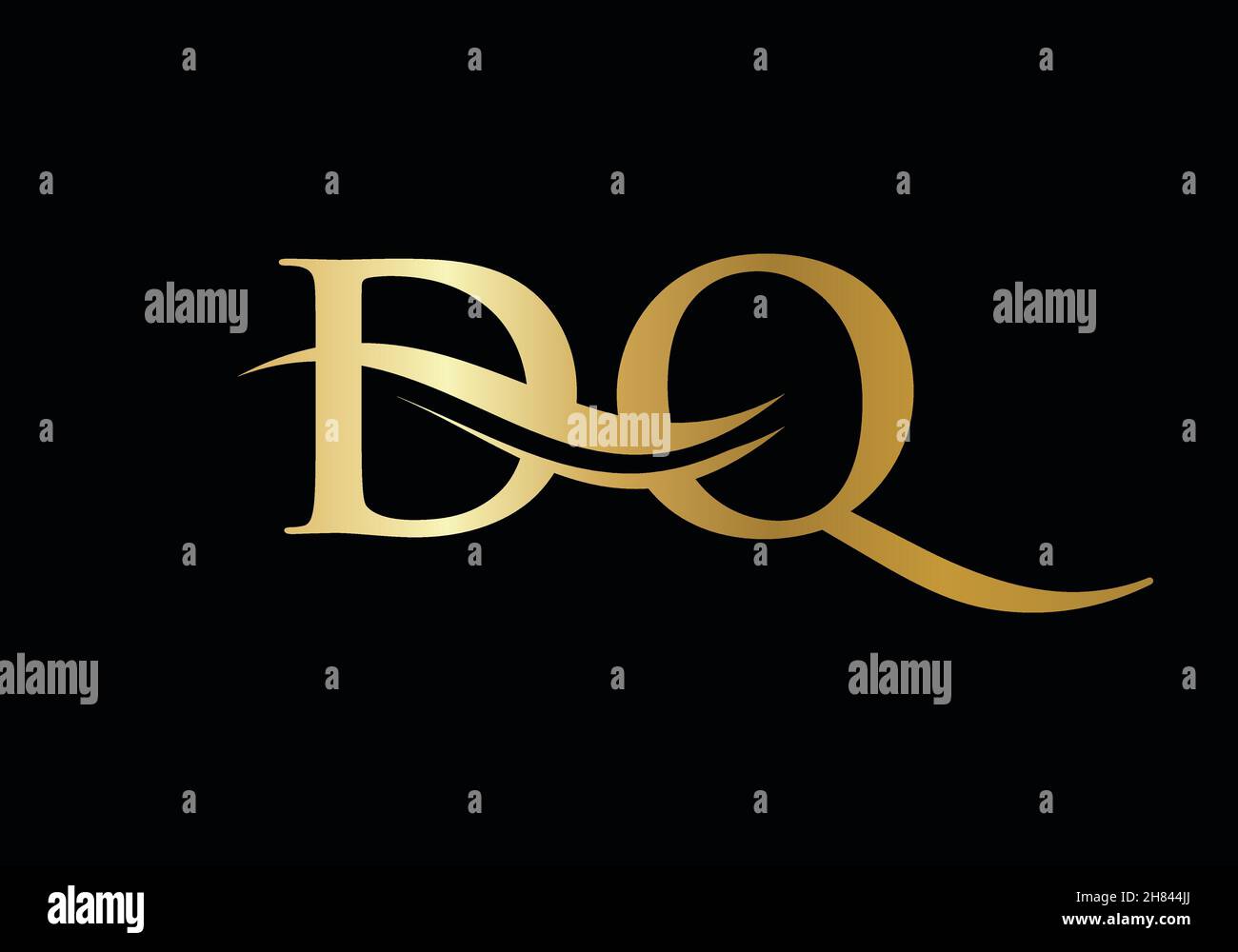 Initial Gold DQ letter logo design with modern trendy Stock Vector ...
