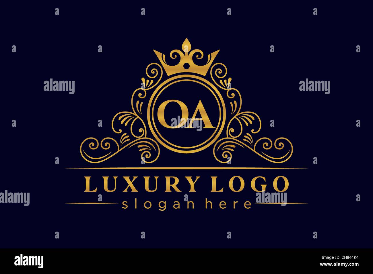 OA Initial Letter Gold calligraphic feminine floral hand drawn heraldic ...