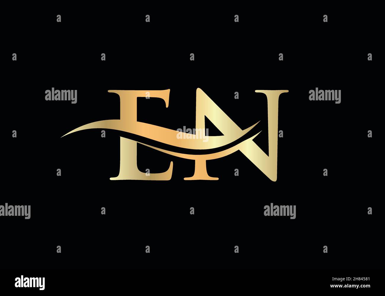 EN letter logo design. Premium Letter EN Logo Design with water wave ...