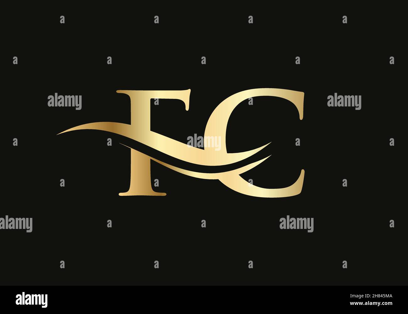 Initial Gold letter FC logo design. FC logo design with modern trendy ...