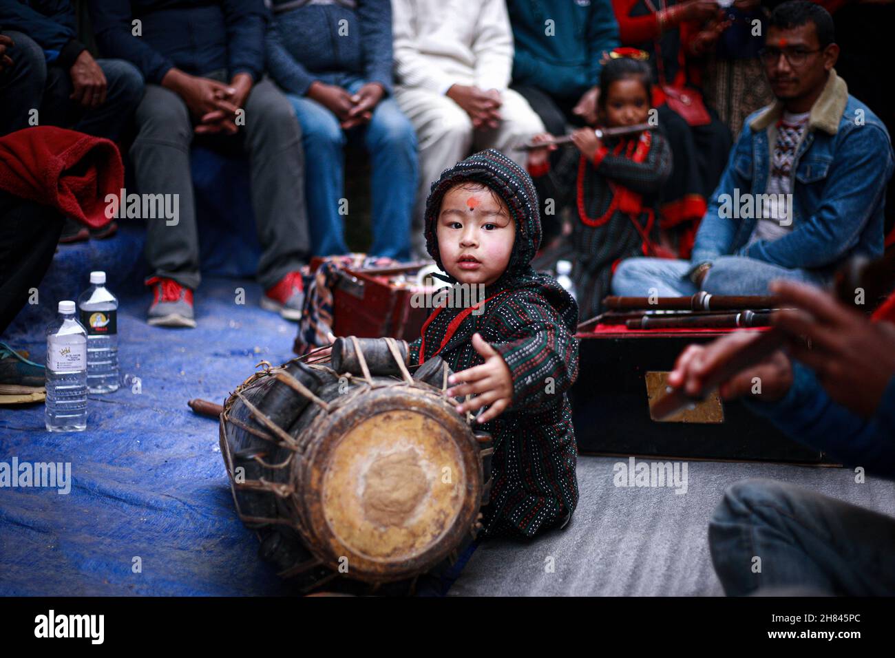 Bhaktapur, Bagmati, Nepal. 27th Nov, 2021. An infant donned in ...