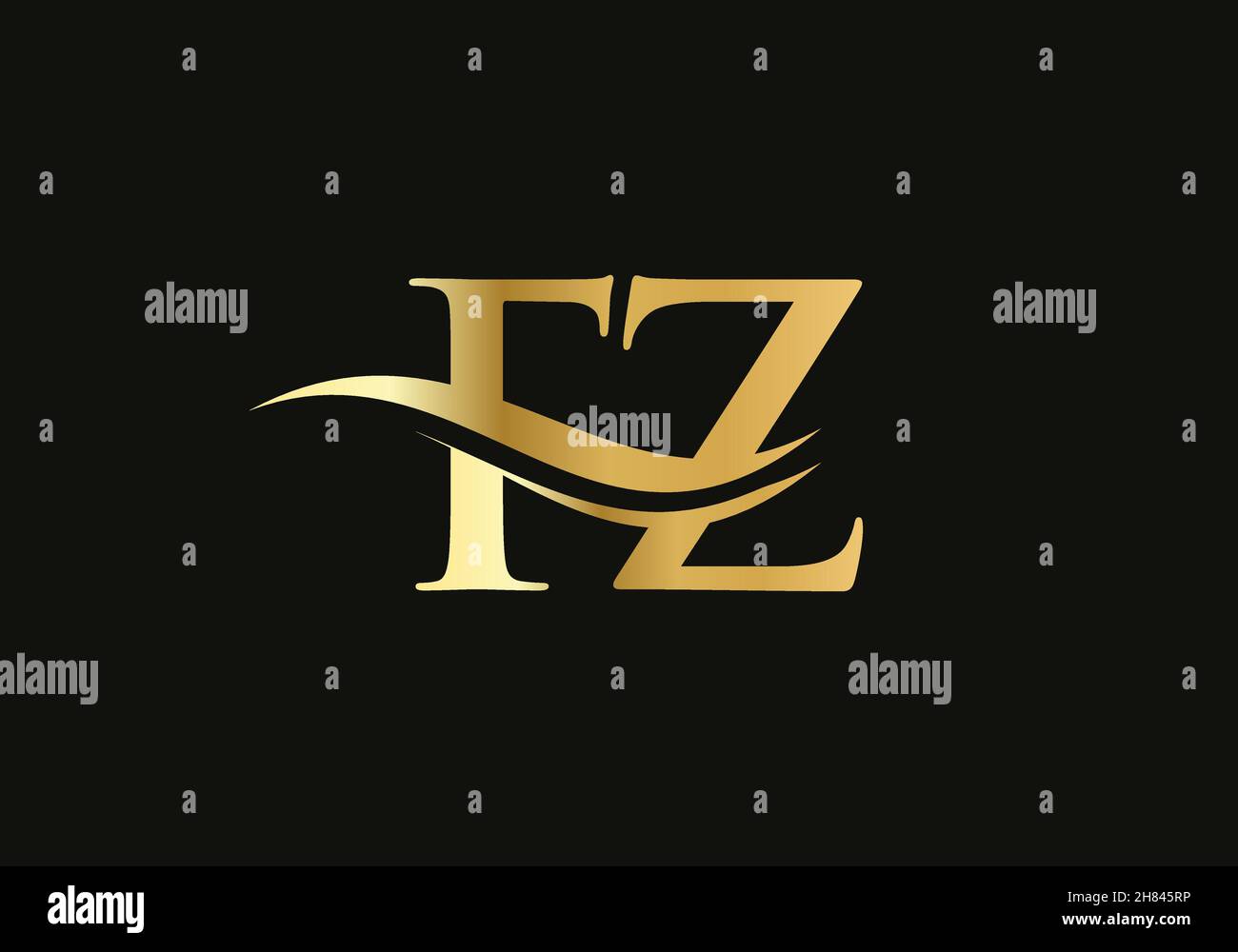 Water Wave FZ Logo Vector. Swoosh Letter FZ Logo Design for business ...