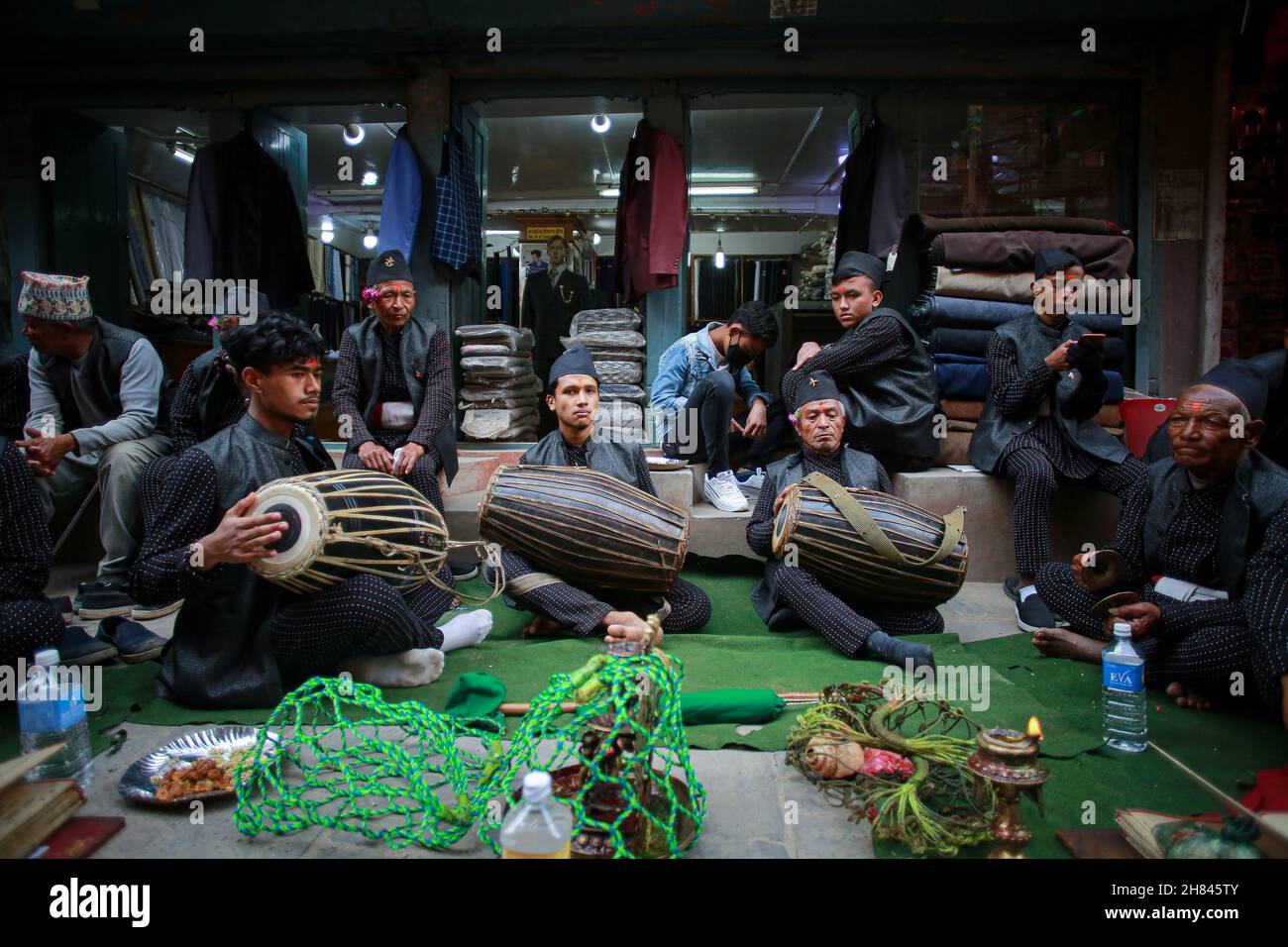 Bhaktapur, Bagmati, Nepal. 27th Nov, 2021. Devotees donned in ...