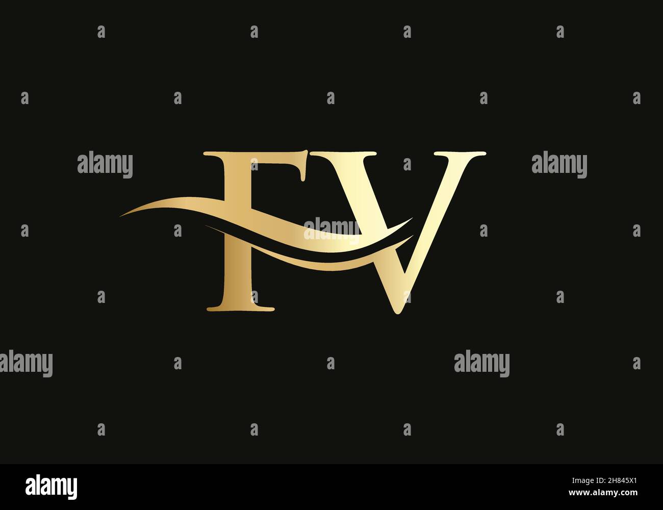 Modern FV logotype for luxury branding. Initial FV letter business logo ...