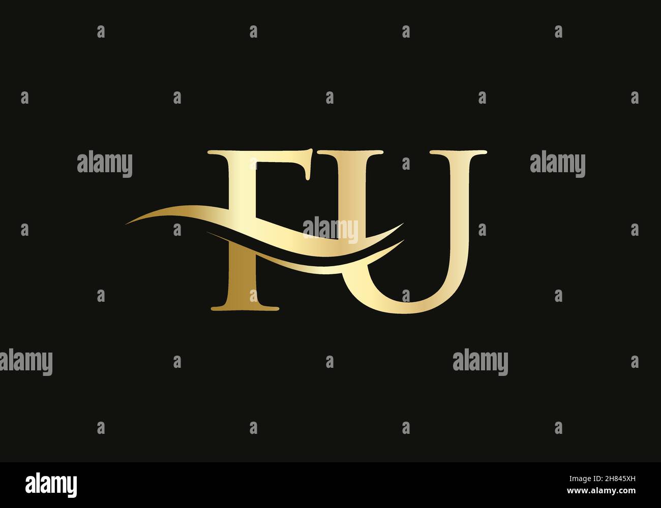 Swoosh Letter FU Logo Design for business and company identity. Water ...
