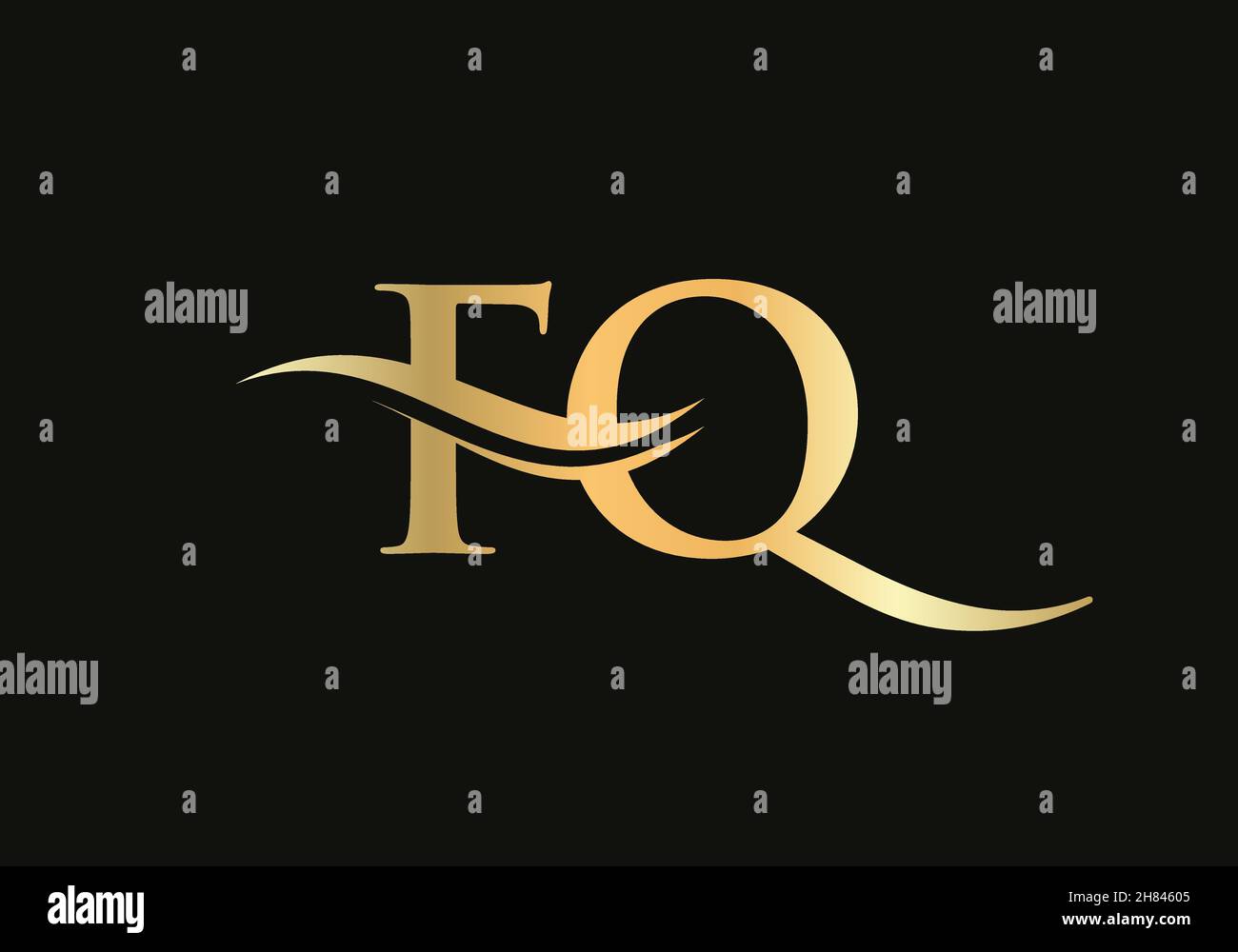 Water Wave FQ Logo Vector. Swoosh Letter FQ Logo Design for business ...