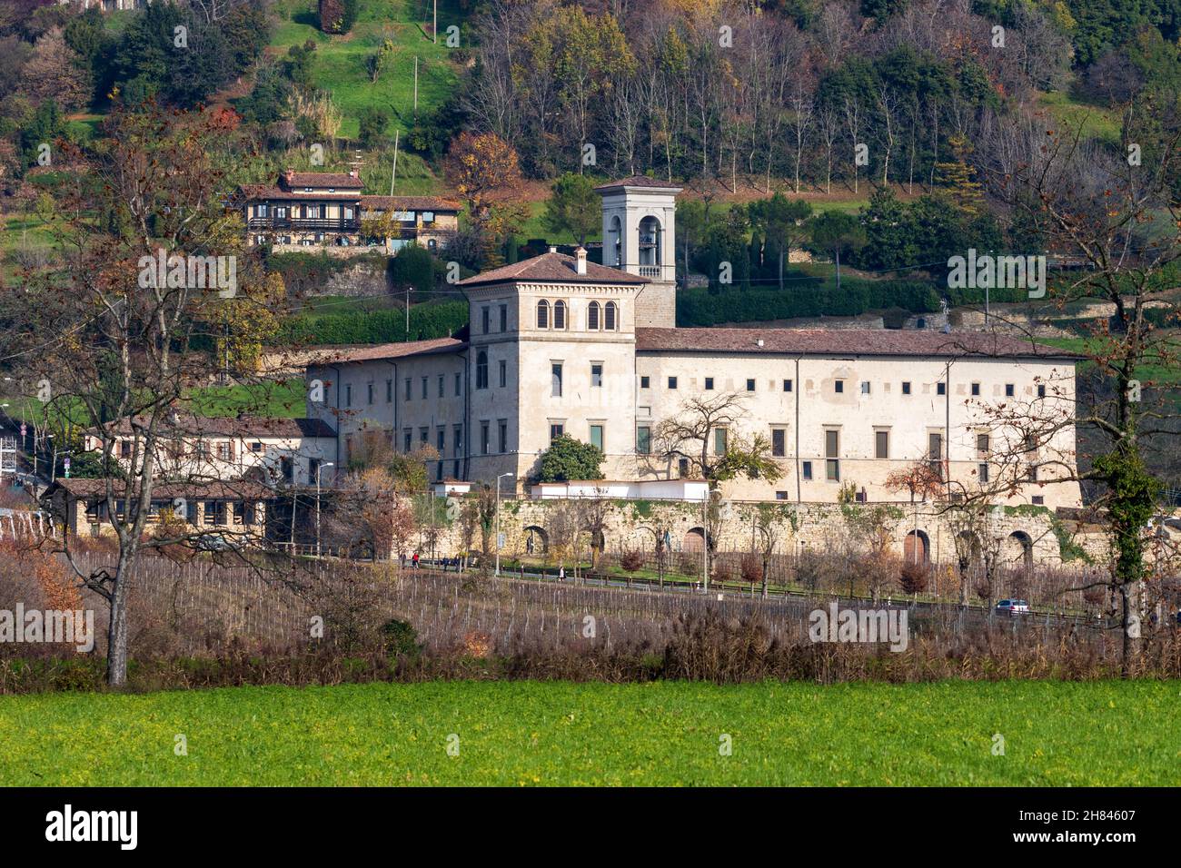 Astino Valley, Bergamo, Italy: Monastery of San Sepolcro in a autumnal ...