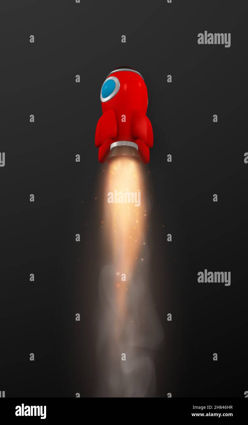 3d rocket spaceship render and draw by mesh. Realistic modern digital ...