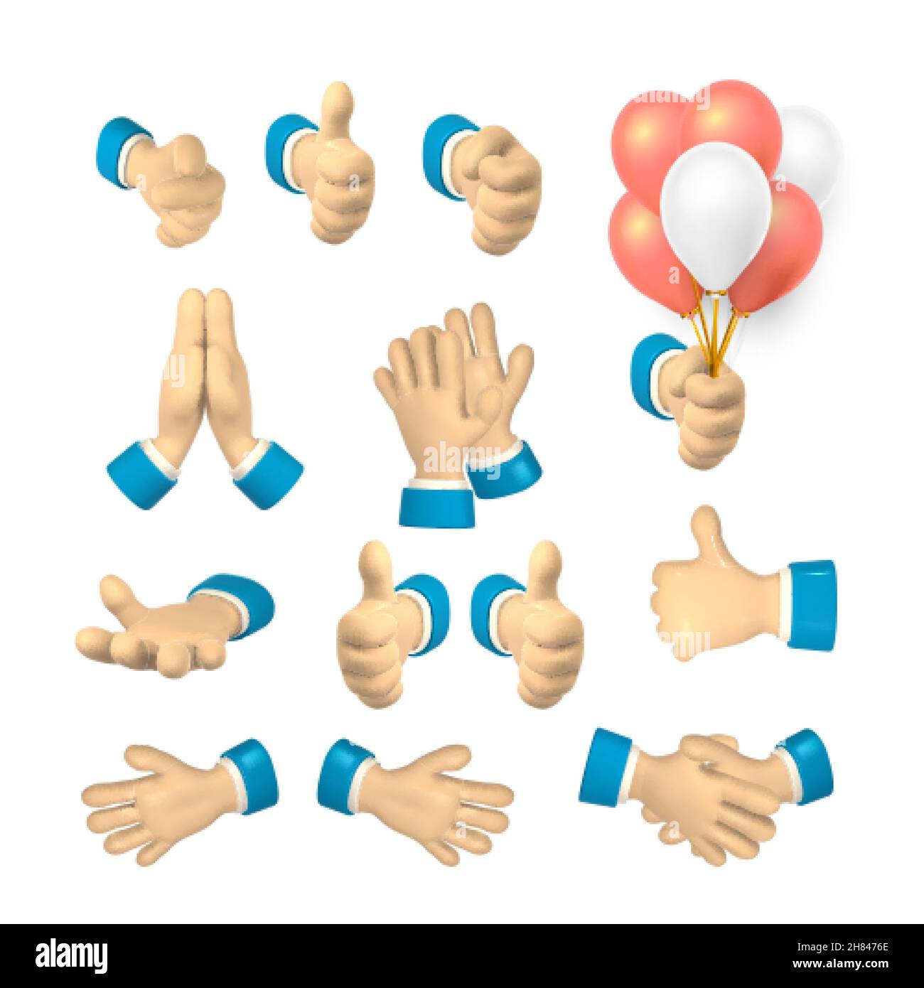 Cartoon character hand shows finger gestures. 3d render hand ...