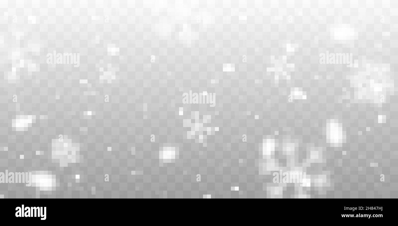 Christmas snow. Falling snowflakes on transparent background. Snowfall ...