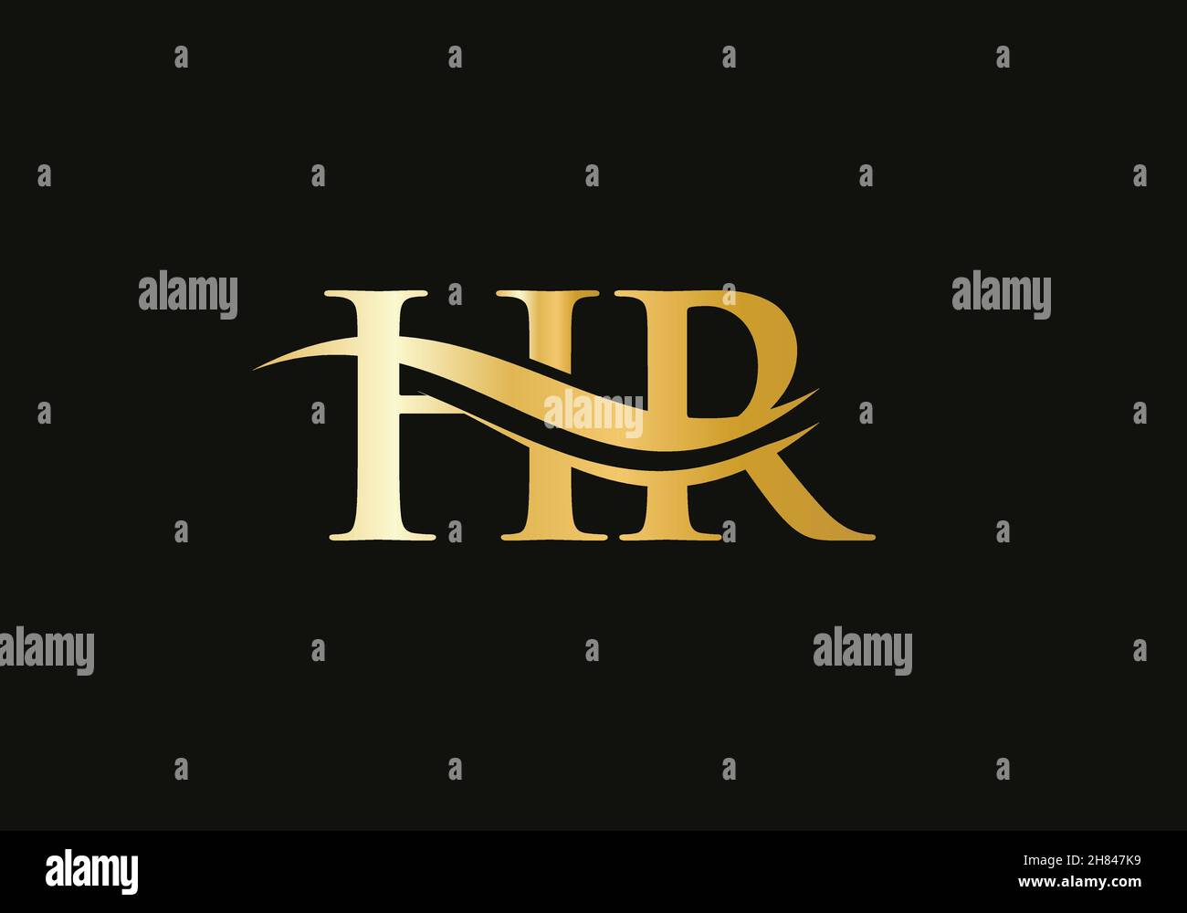 Swoosh Letter HR Logo Design for business and company identity. Water ...